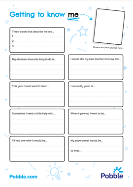 Getting to know your new class: A free activity sheet
